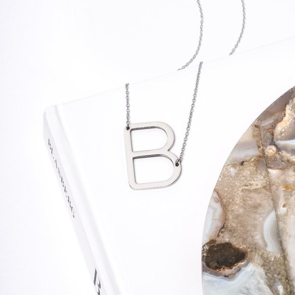 Jewelry | Letter B Pendant Necklace In Stainless Steel | Poshmark